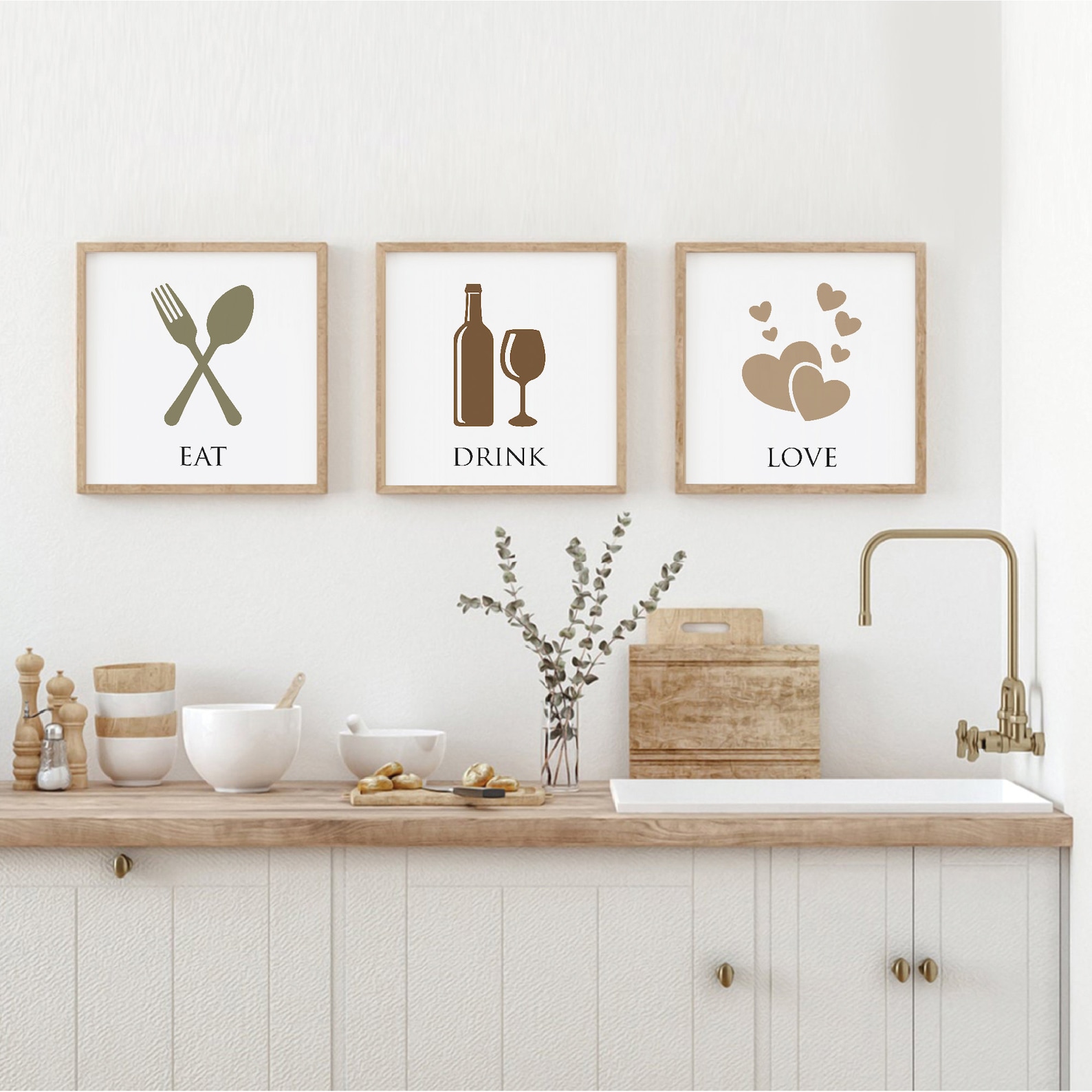 Kitchen Print Set of 3 Kitchen Decor Kitchen Wall Art Eat | Etsy