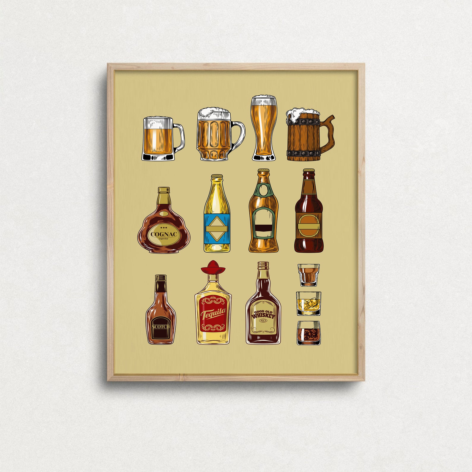 Bar Art Gallery Wall Set of 10 Eclectic Print Set Bar Cart - Etsy