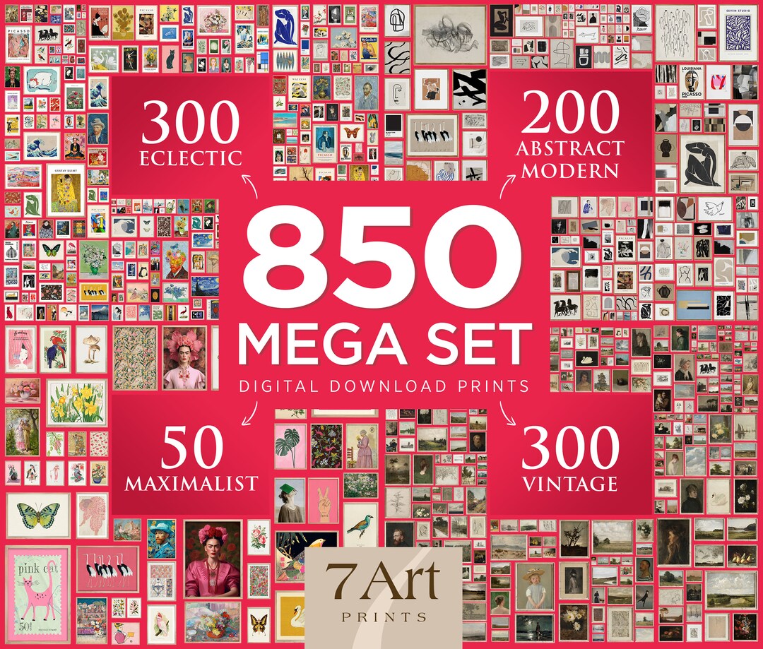 850 Gallery Wall Set, MEGA BUNDLE MIX Set, Eclectic Wall Art, Abstract ...
