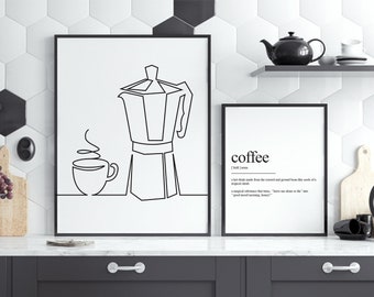 SET OF 2 Cutlery Kitchen Line Art Prints Posters Bon Appetit, Kitchen ...