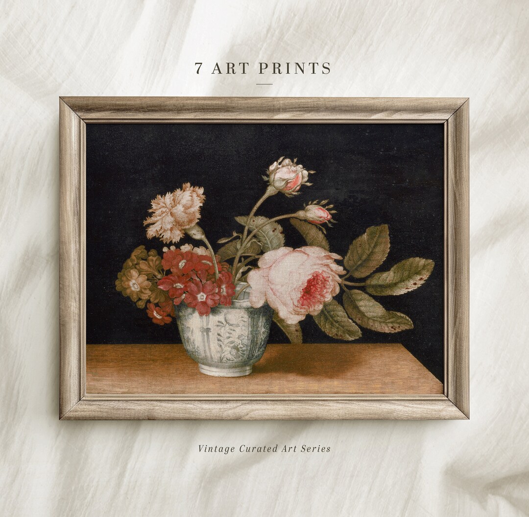 Vintage Flower Wall Art, Botanical Print, Flower Art Print, Still Life ...