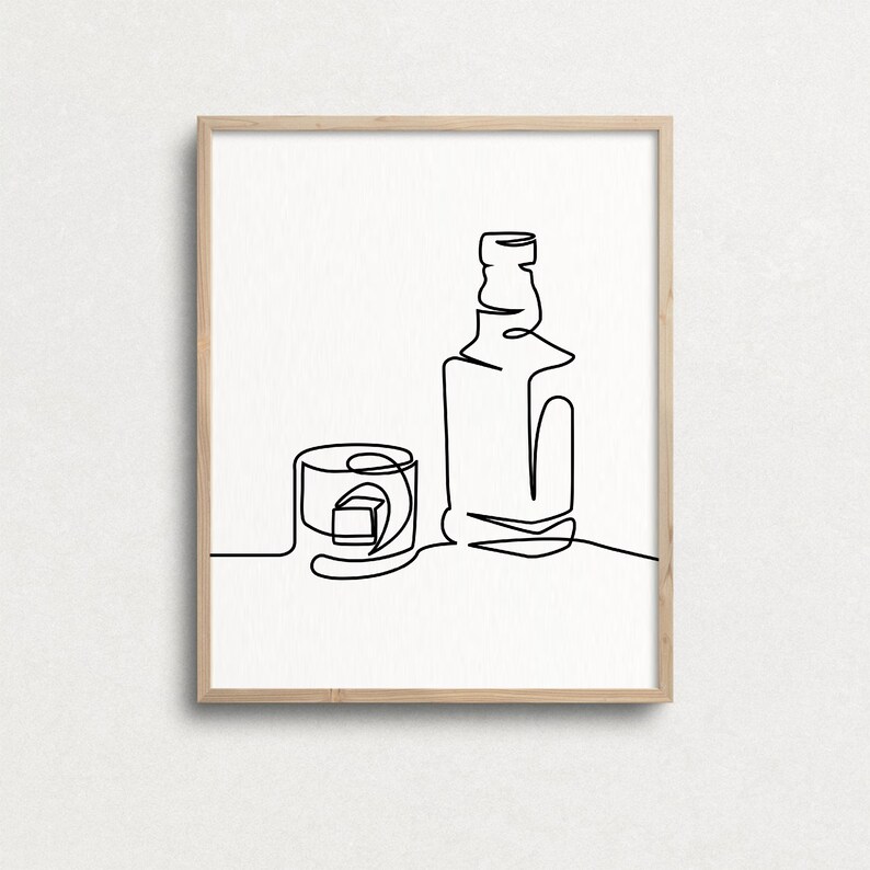 Bar Prints Set of 2 Cheers Print Fine Line Drinks Art - Etsy