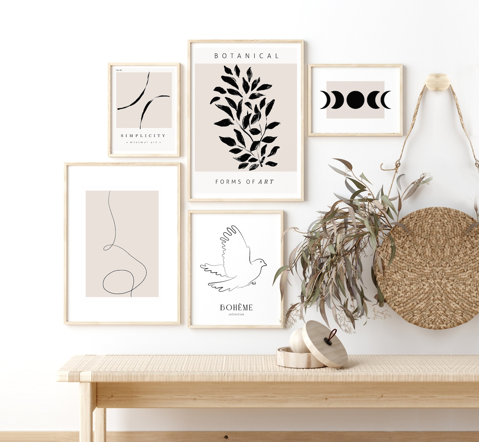 Boho Gallery Wall Print Set of 5 Bohemian Decor Wall Art | Etsy