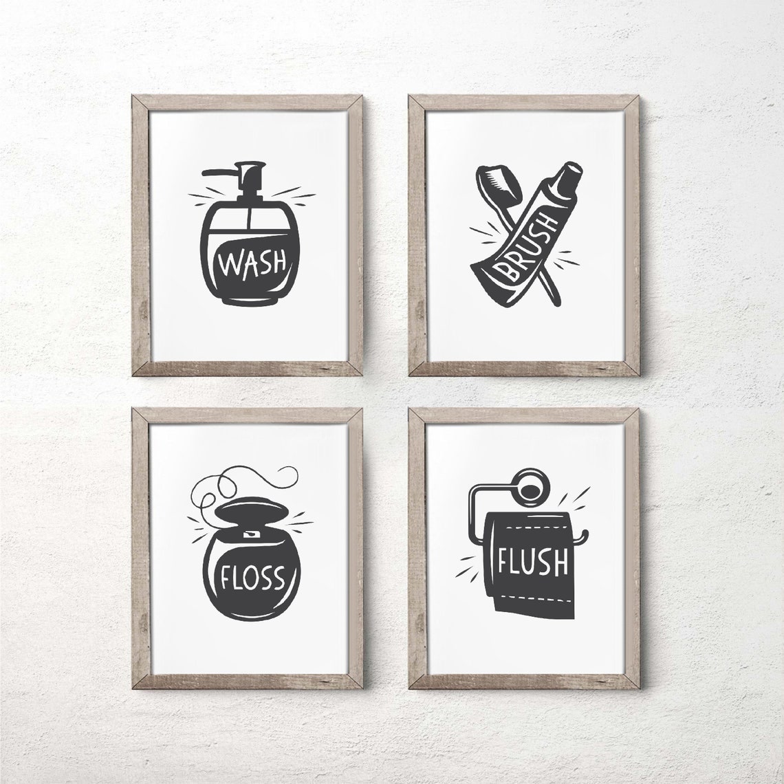 Bathroom Wall Art Prints: Modern Toilet Decor Set (digital Download) - Etsy