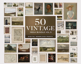 Vintage Gallery Wall Set of 300, Gallery Wall Art Set, MEGA BUNDLE Wall ...