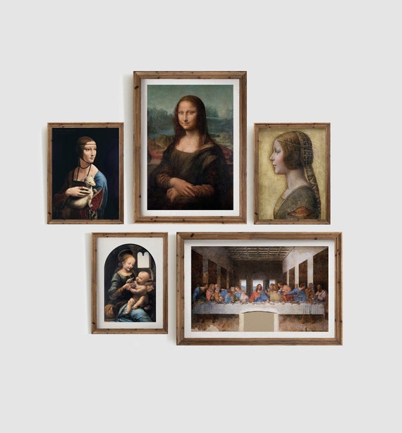 Leonardo Da Vinci Gallery Wall Print Set Famous | Etsy