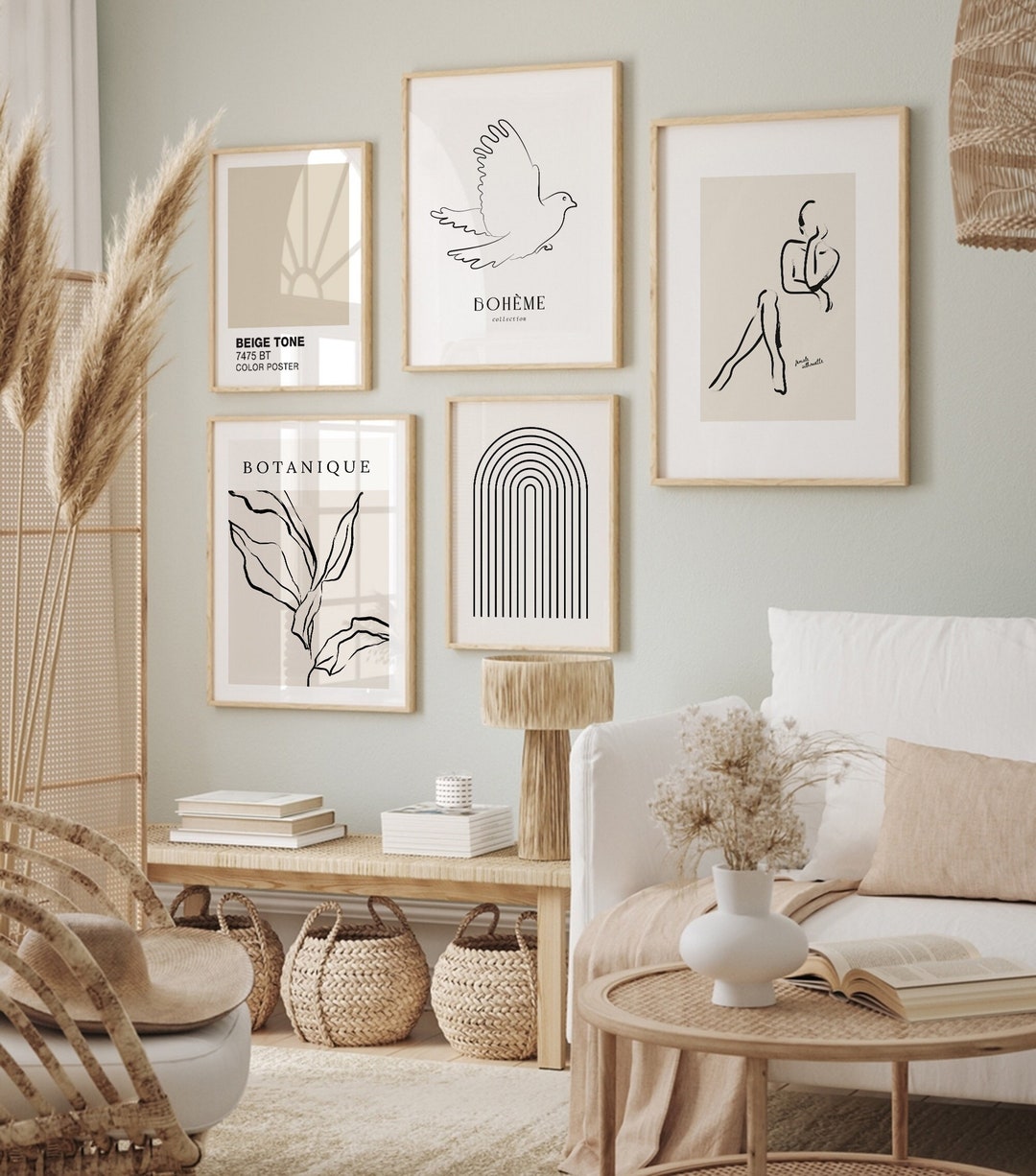 Boho Scandi Gallery Wall Set of 5, Bundle Print Set, Gallery Wall Print ...
