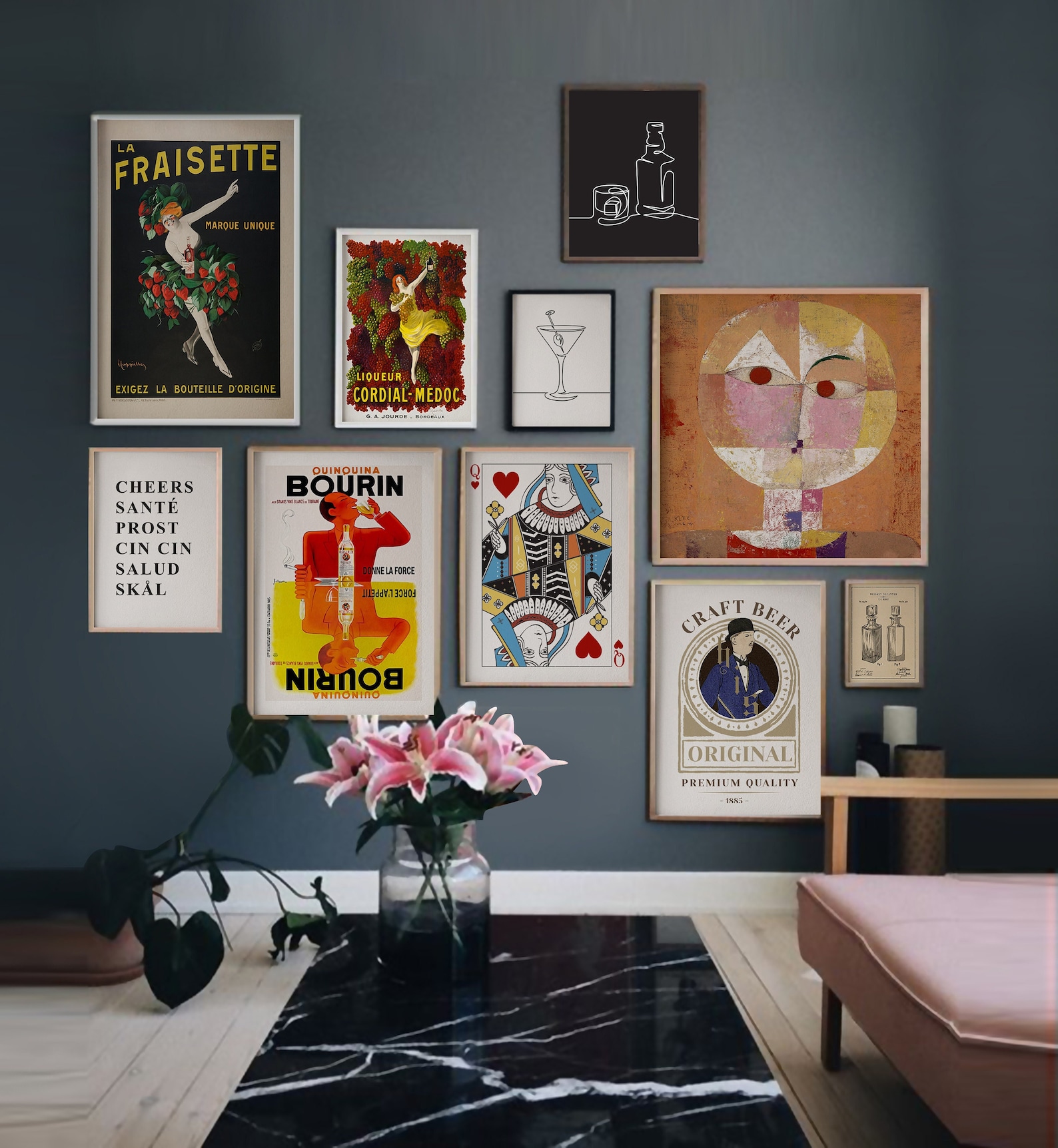 Bar Art Gallery Wall Set of 10 Eclectic Print Set Bar Cart - Etsy