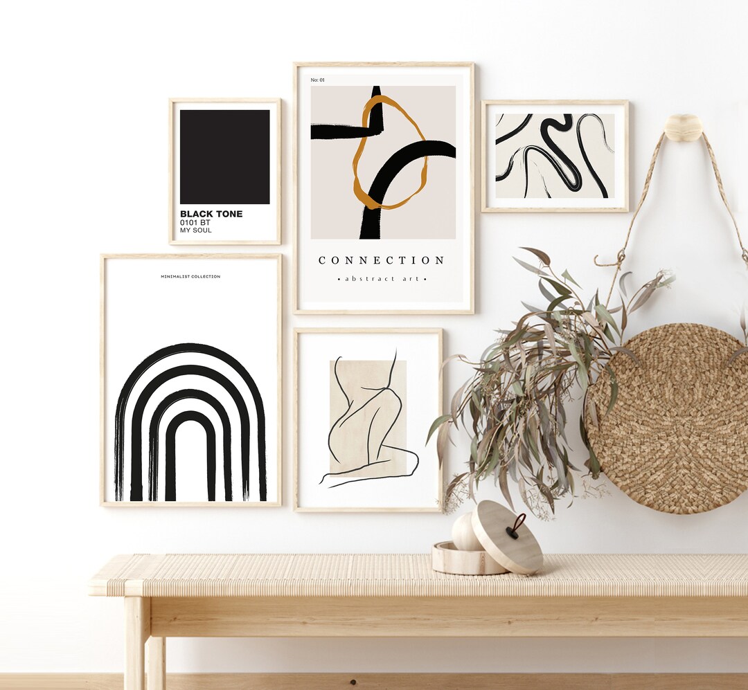 Minimalist Gallery Wall Set of 5, Modern Abstract Print Set, Minimal ...