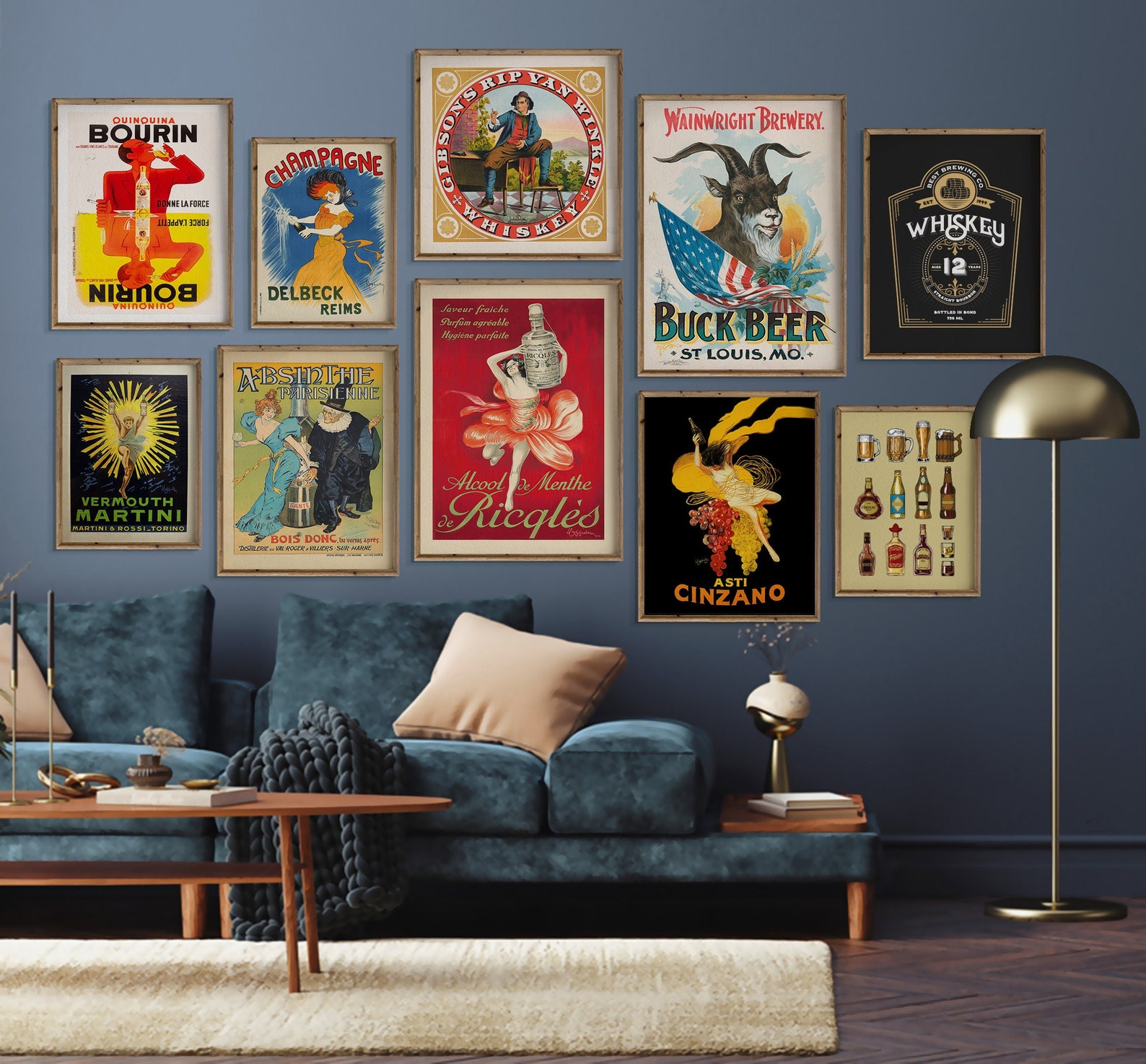 Bar Art Gallery Wall Set of 10 Eclectic Print Set Bar Cart - Etsy