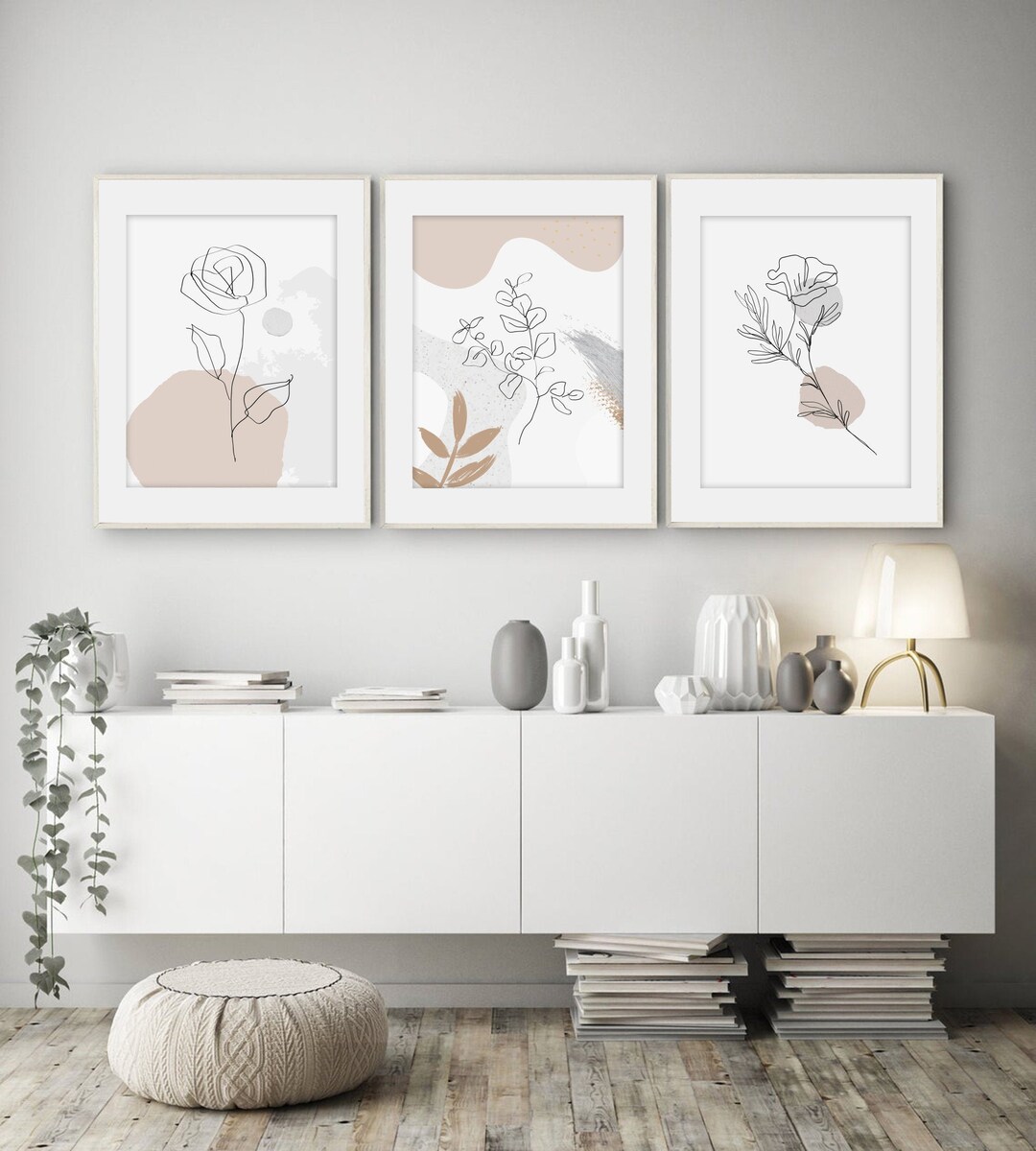 Rose One Line Poster Set Abstract Plant Flowers Poster Printable ...