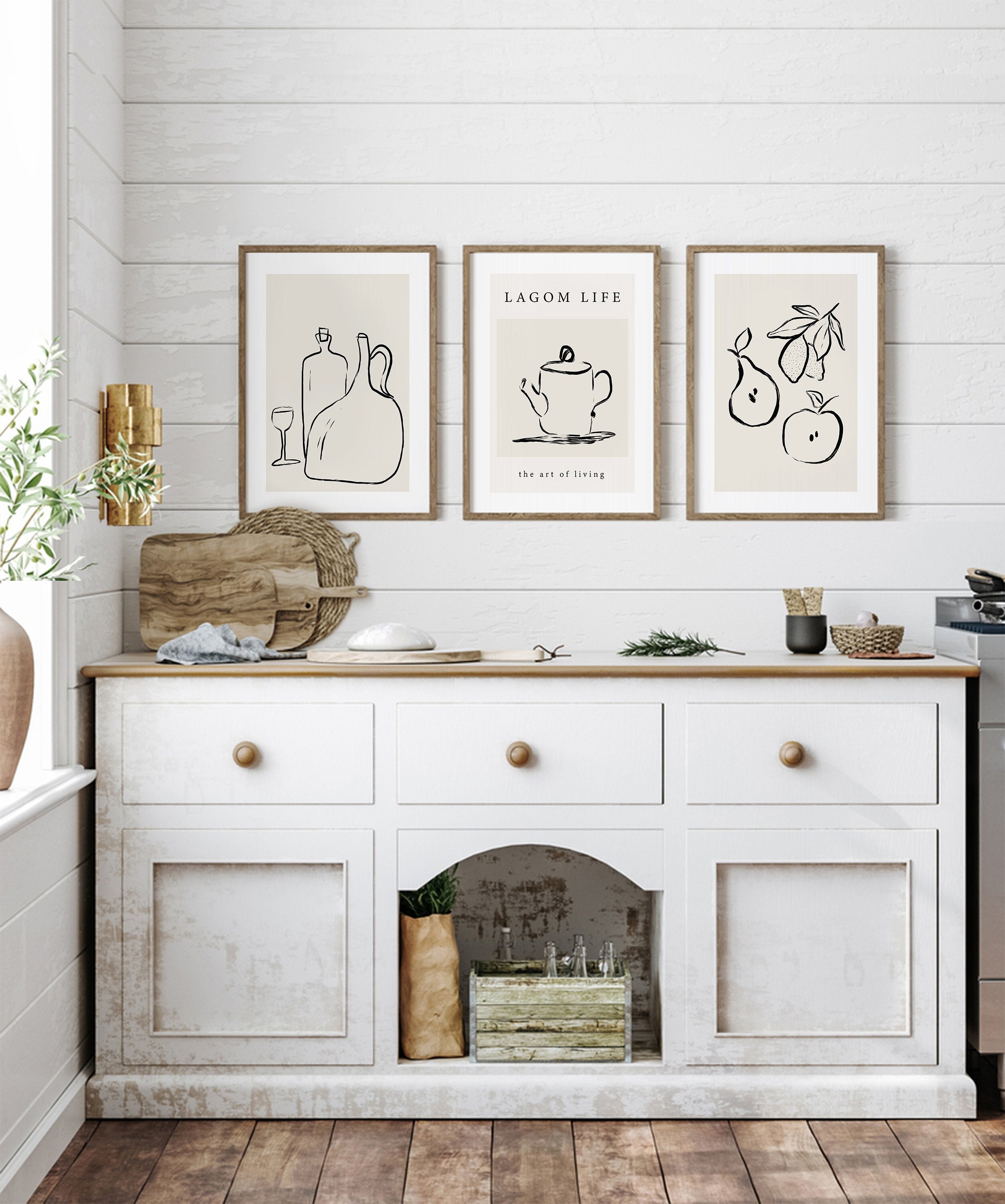 Kitchen Wall Art Set of 3 Abstract Art Modern Kitchen Decor - Etsy