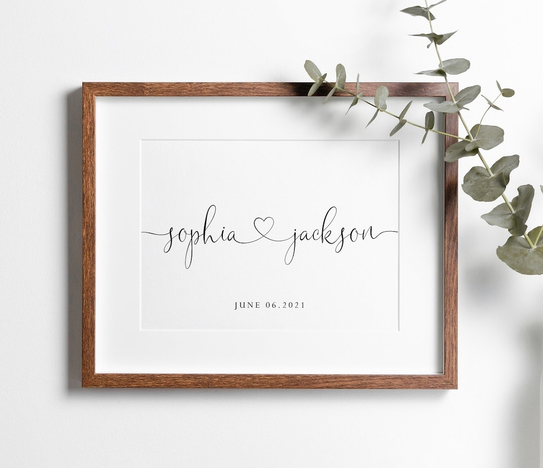 Heart Couple Names Printable Art, Custom Couple Names, Personalized ...