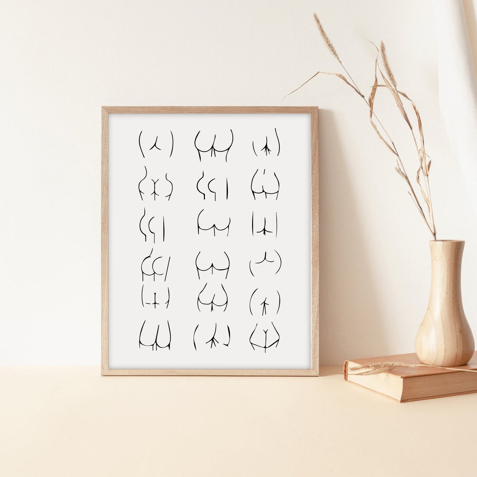 Body Positive Butts Butt Art Line Art Bum Printable Wall - Etsy