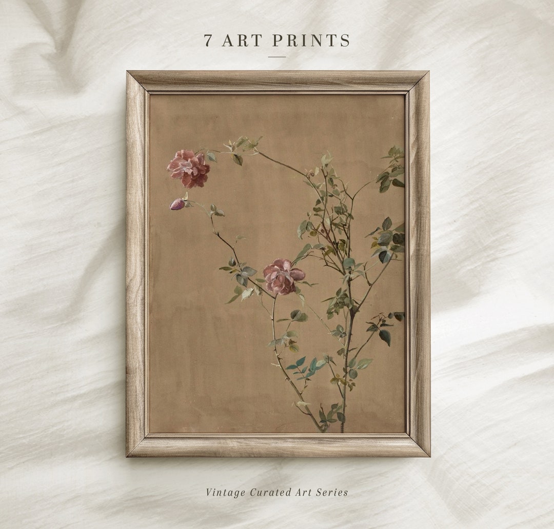 Vintage Flower Wall Art, Botanical Print, Flower Art Print, Floral Wall ...