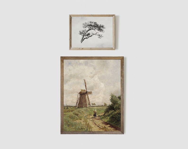 Vintage Landscape Oil Painting Prints: French Country Farmhouse ...