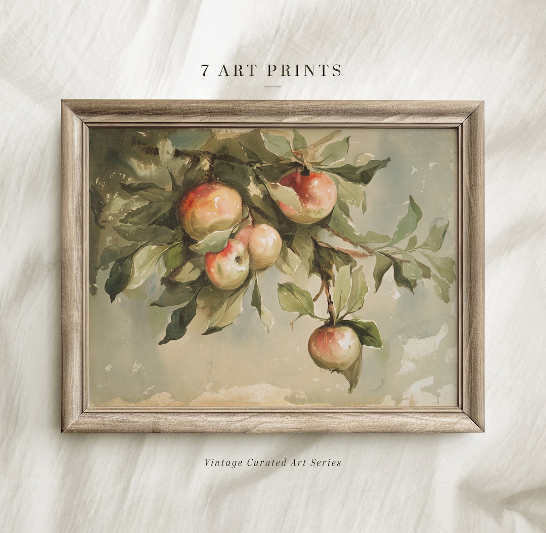 Vintage Botanical Print, Apple Tree Painting, Digital Download - Etsy