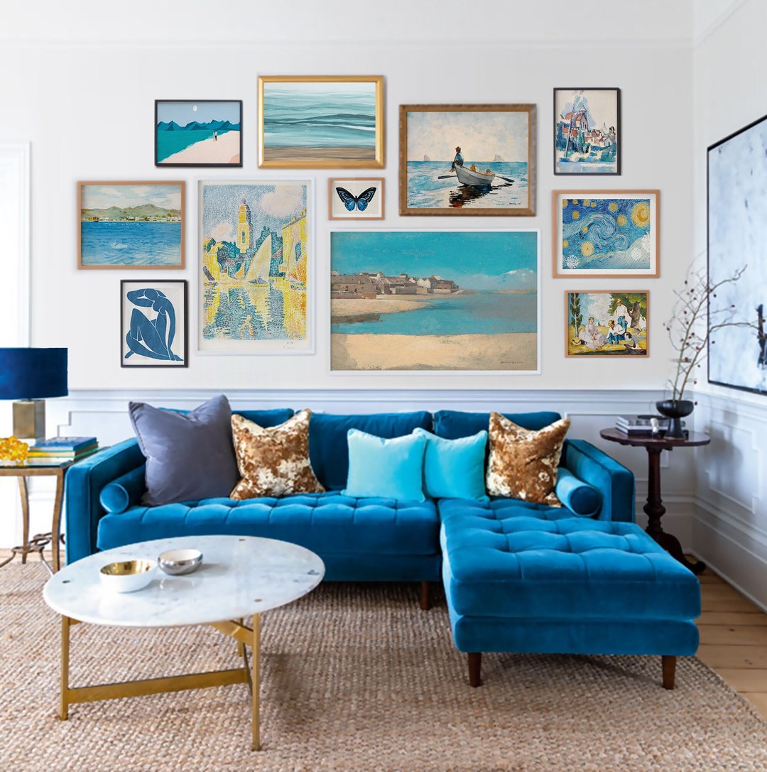 Blue Coastal Gallery Wall Art Set: Eclectic Home Decor (digital ...