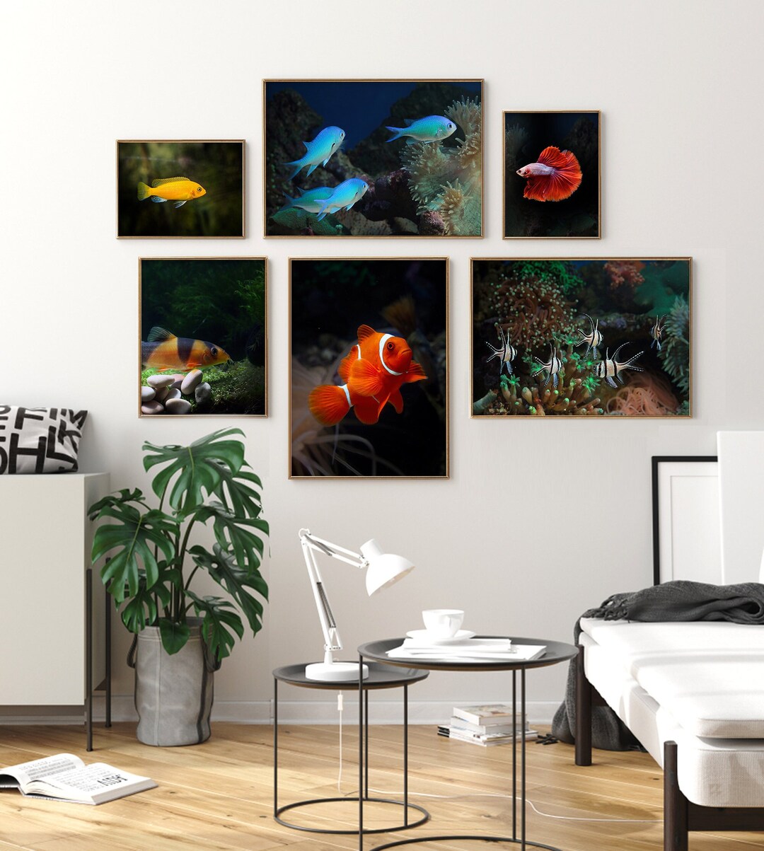 Gallery Wall Art Set of 6 Fish Print Set Aquarium Wall Art - Etsy