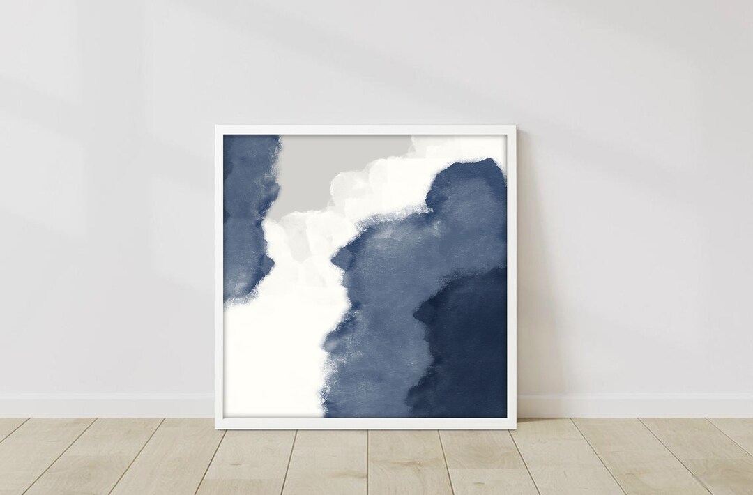 Navy Blue Abstract Scandinavian Print, Modern Wall Art, Printable Wall ...