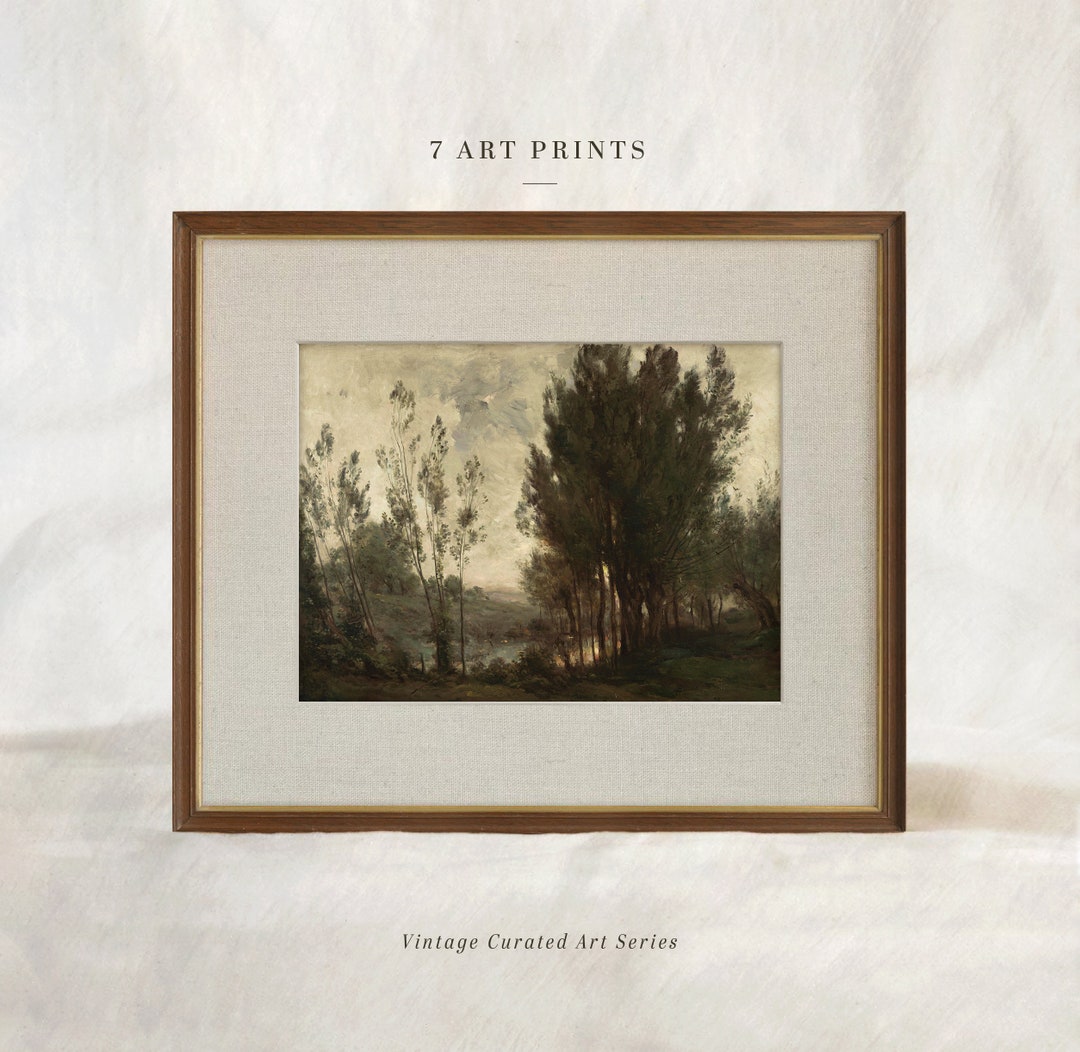 Lake Rustic Wall Art Moody Landscape Print Antique Scenery - Etsy