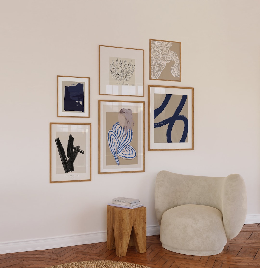 Abstract Gallery Wall Art Set of 6, Modern Print Set, Contemporary Wall ...