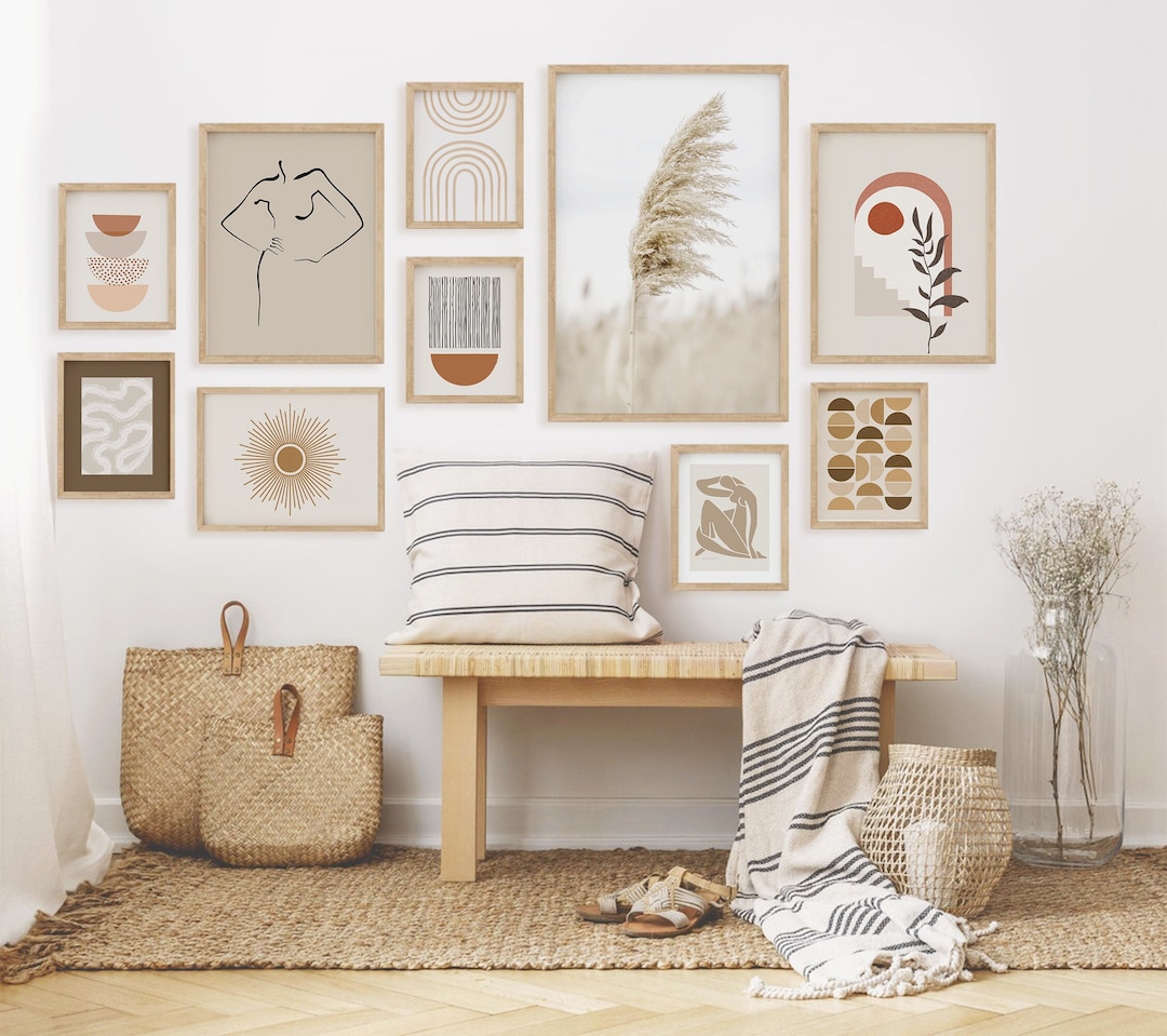 Boho Gallery Wall Art Set of 10 Prints Boho Abstract Prints - Etsy