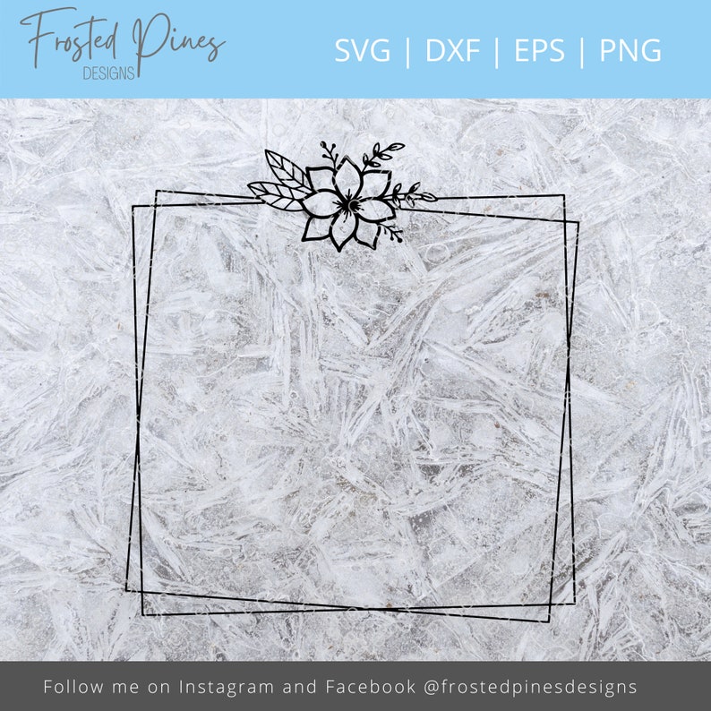 Geometric Square SVG Square Floral Svg Wreath Clipart | Etsy