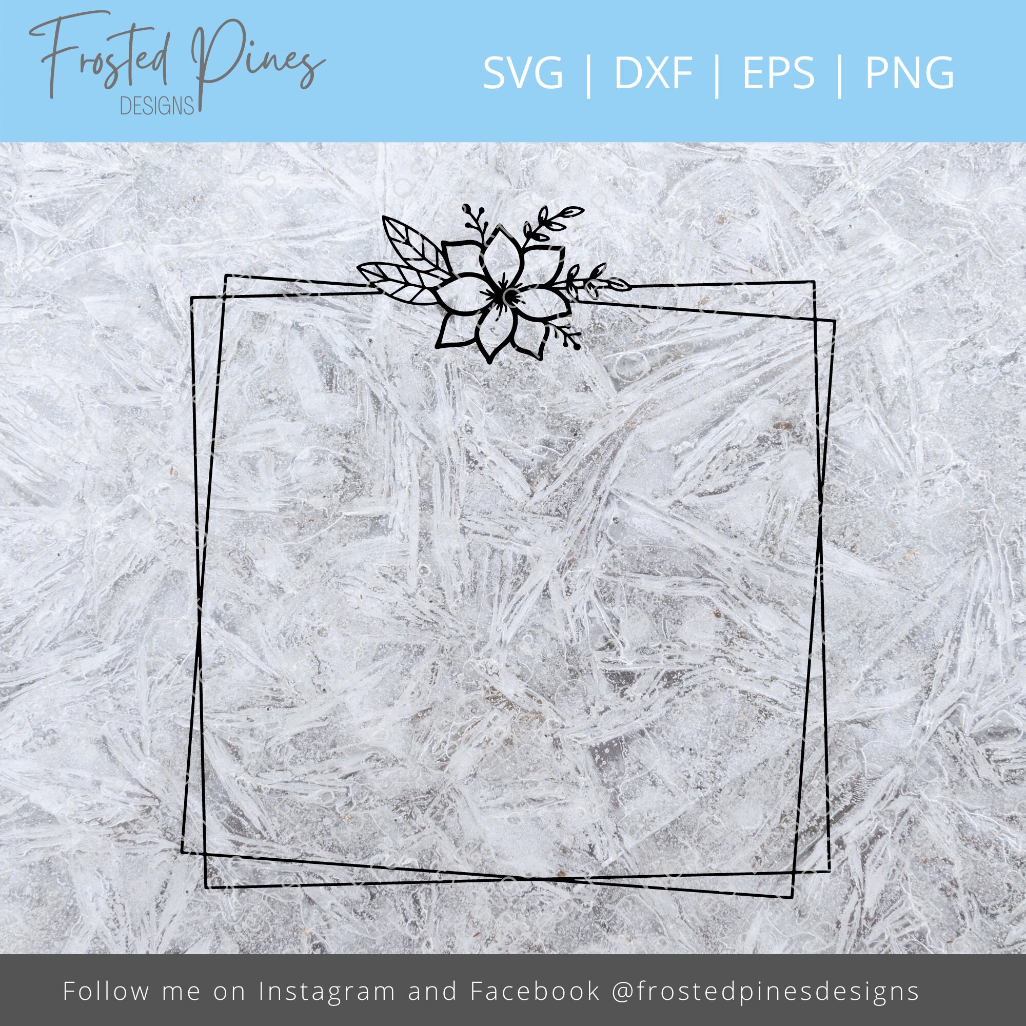 Geometric Square SVG Square Floral Svg Wreath Clipart | Etsy