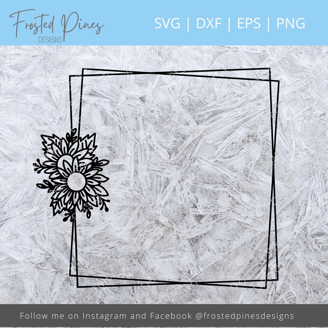 Square Floral SVG - Square Svg - Wreath Clipart - Geometric SVG ...