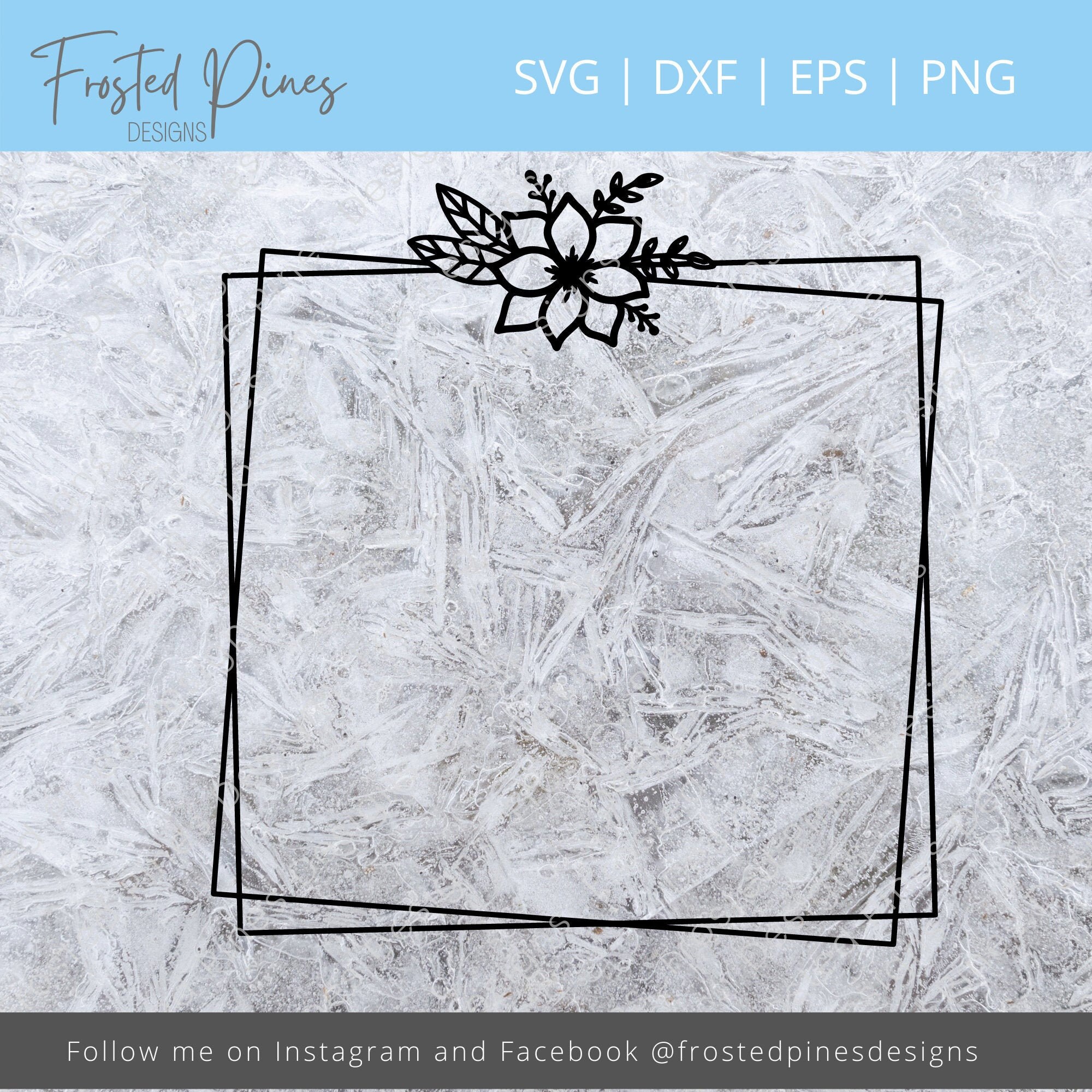 Floral Wreath SVG Square Wreath Svg Floral Svg Geometric Wreath SVG ...