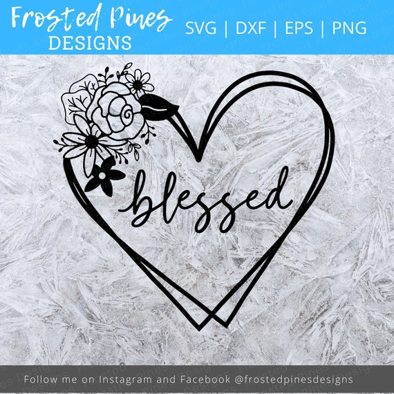 Floral Heart SVG Heart Wreath Svg Blessed SVG wreath - Etsy