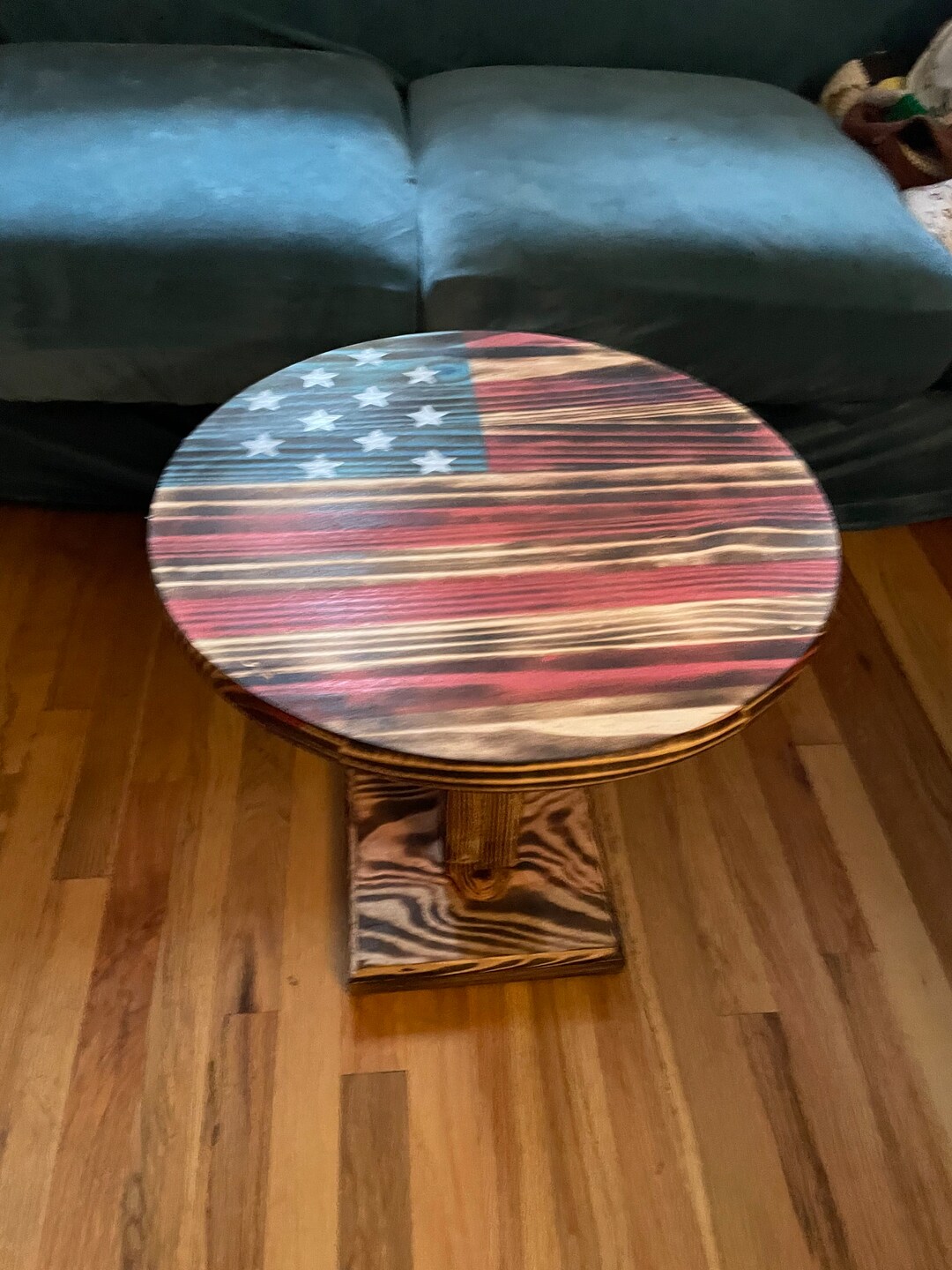 American Flag Circular End Table - Etsy