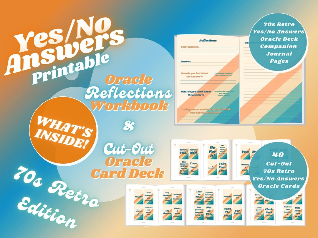 Retro Groovy 70s Aesthetic Printable Oracle Deck and Manifestation ...