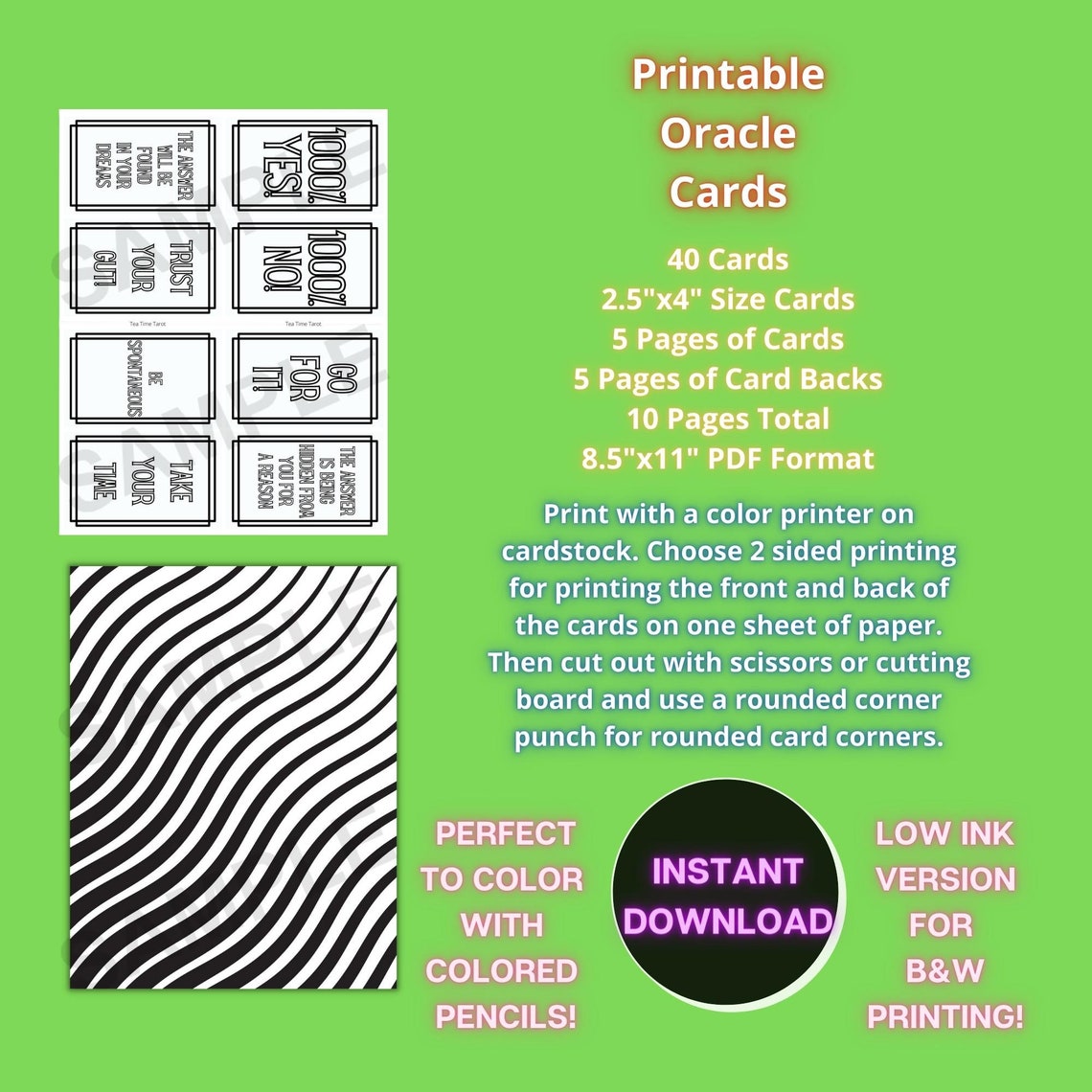 Oracle Deck Printable Tarot Deck Printable Manifestation Journal ...