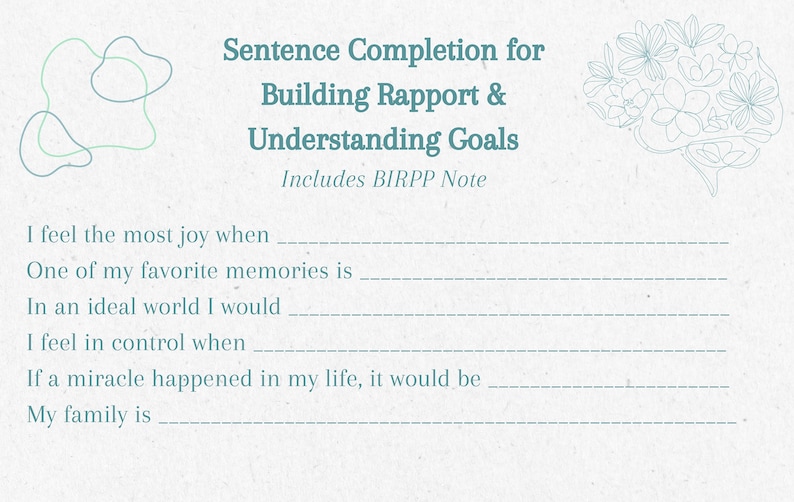 Sentence Completion for Building Rapport & Understanding Goals ...