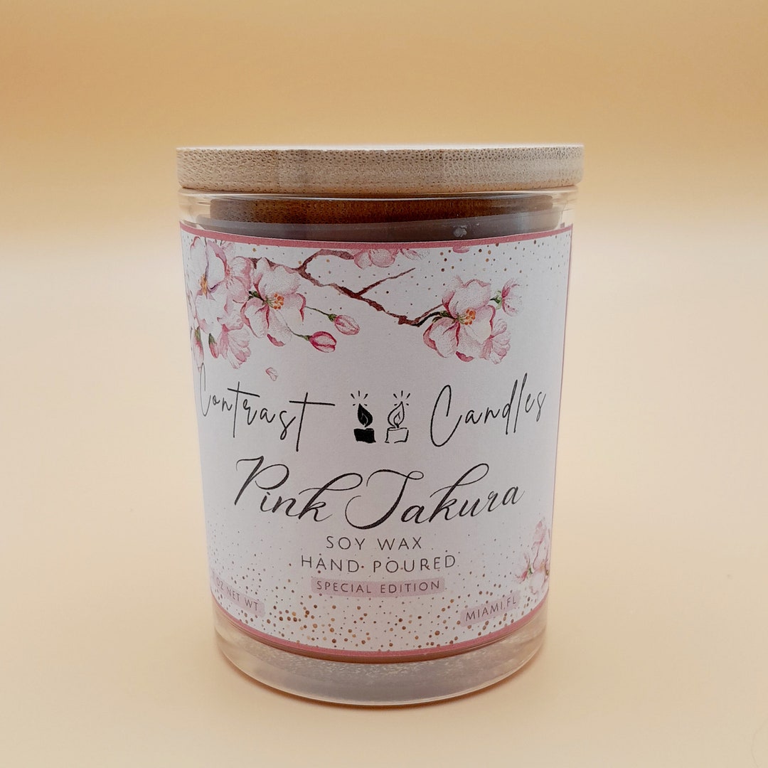 Contrast Candles - Pink Sakura Soy Wax Glass Jar Candles - Etsy