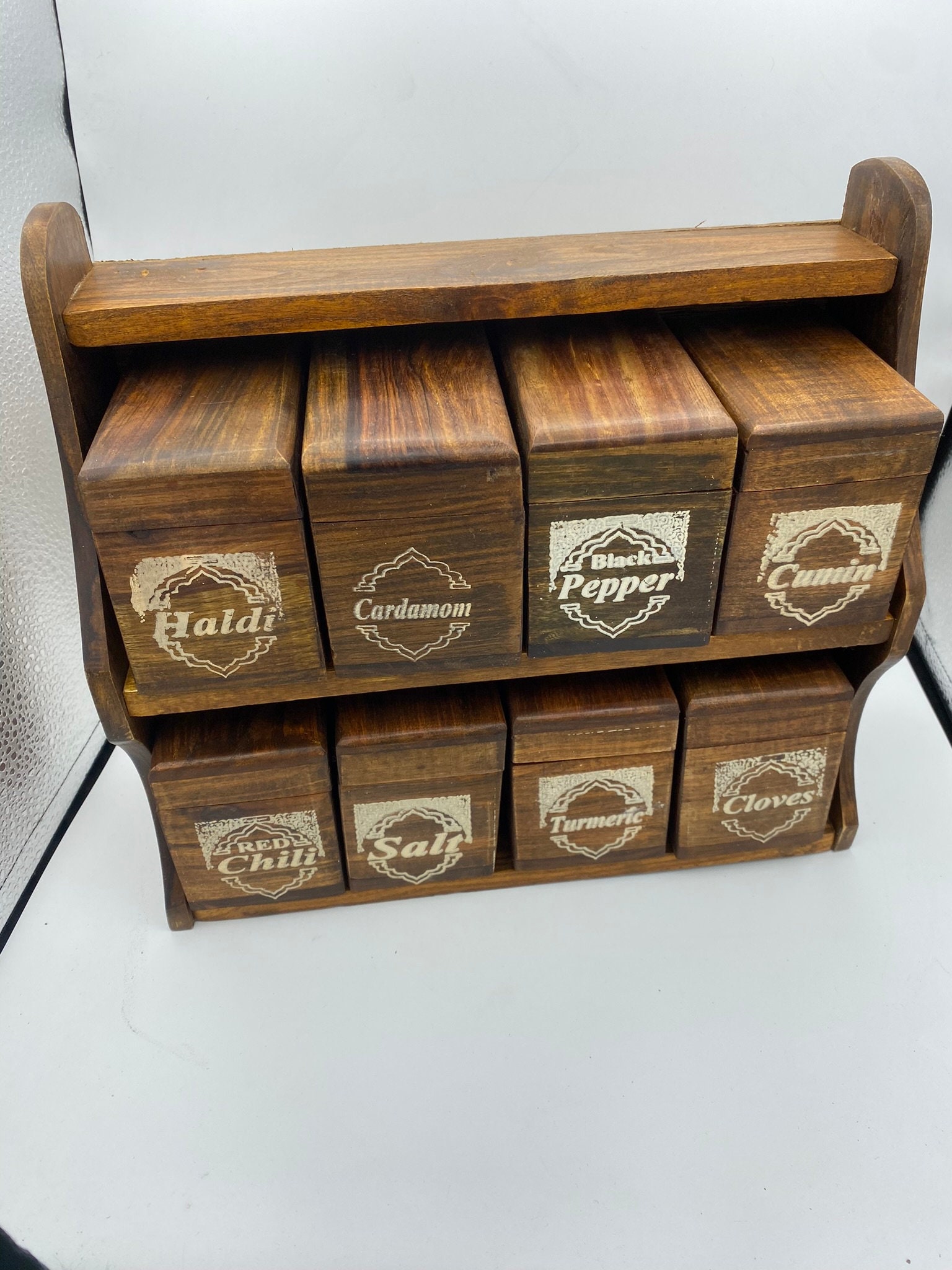 Spice Rack Wooden 8 Wooden Spice Box Wood Masala Spice Boxes - Etsy