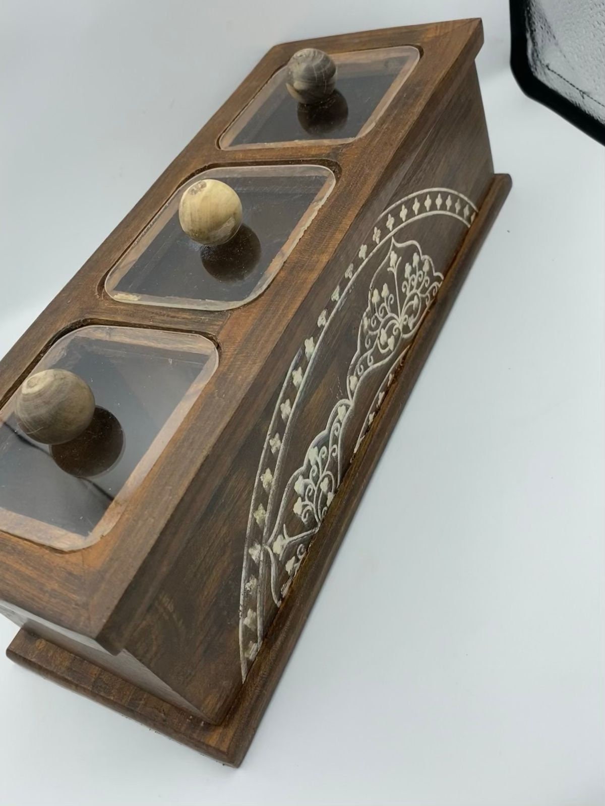 Handcrafted Wooden Spice Box Kitchen Storage Containers Spice/ Masala ...