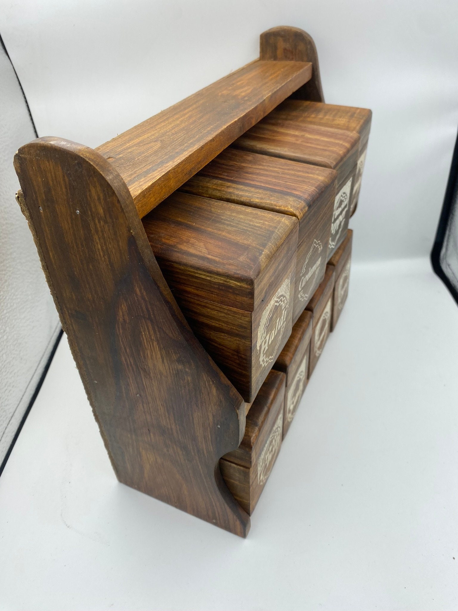 Spice Rack Wooden 8 Wooden Spice Box Wood Masala Spice Boxes - Etsy