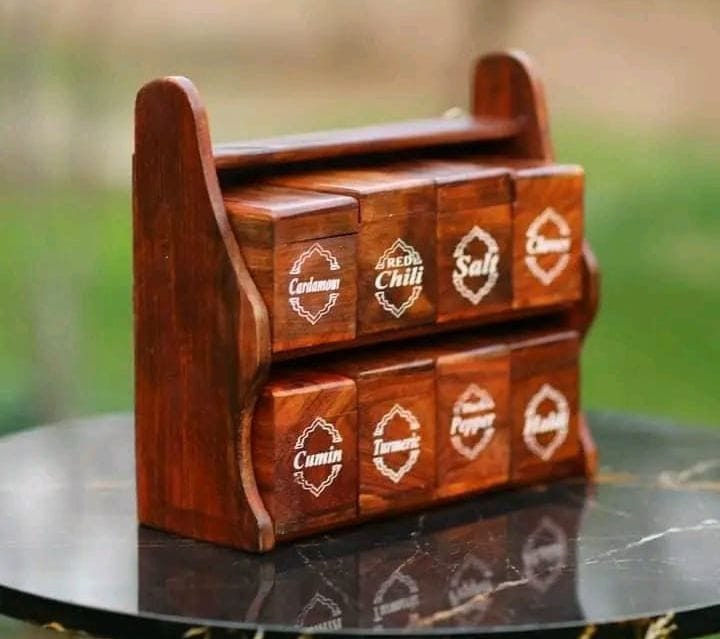 Spice Rack Wooden 8 Wooden Spice Box Wood Masala Spice Boxes - Etsy