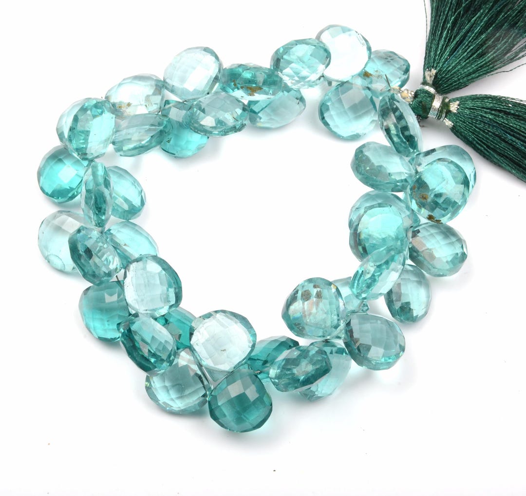 AAA Blue Quartz Beads: Faceted Heart Shape Gemstone 8 Inch Strand ...