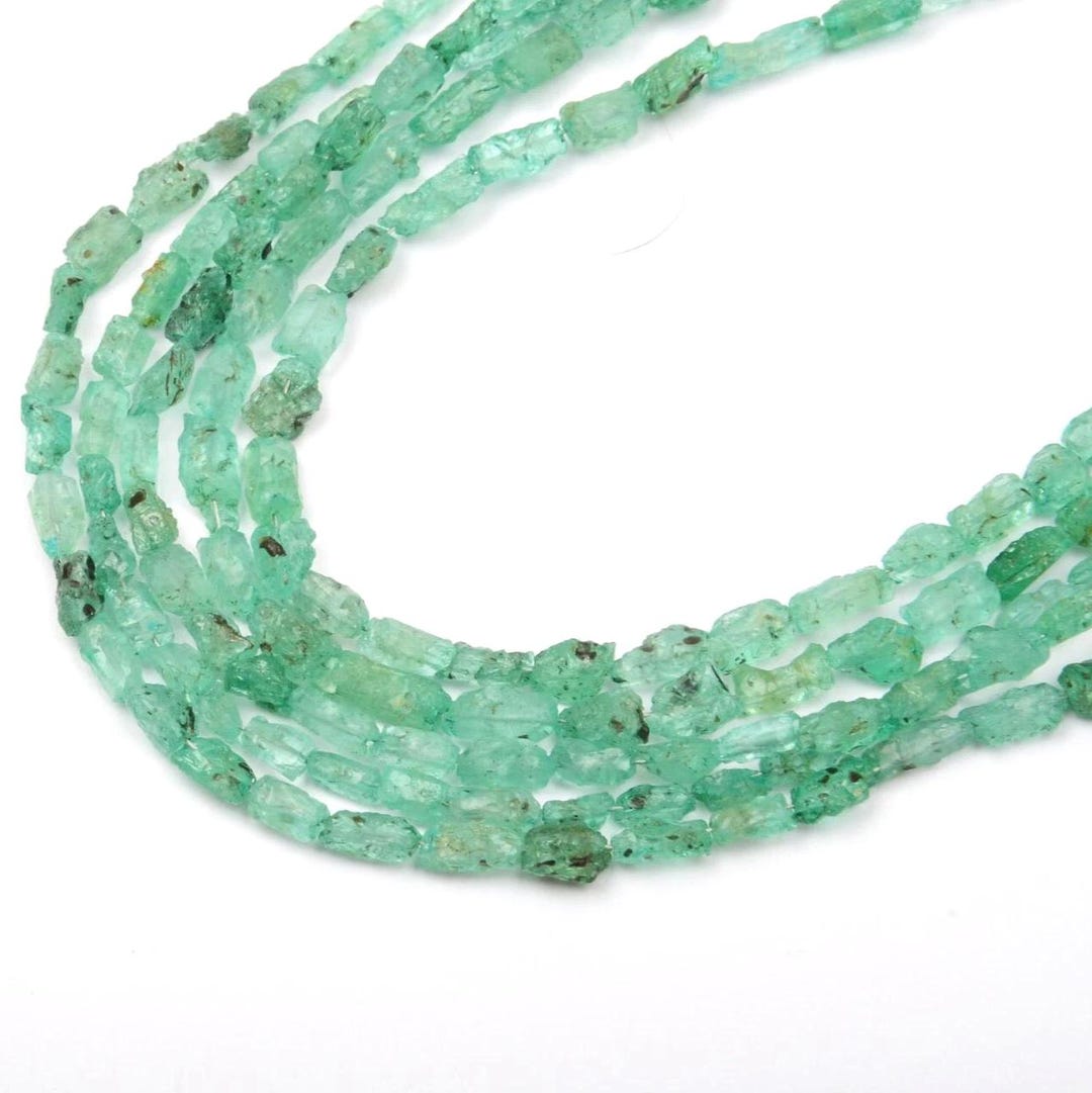 Natural Emerald Beads: Uncut (rough) Gemstone 8 & 16 Inch Strand 5-6MM ...