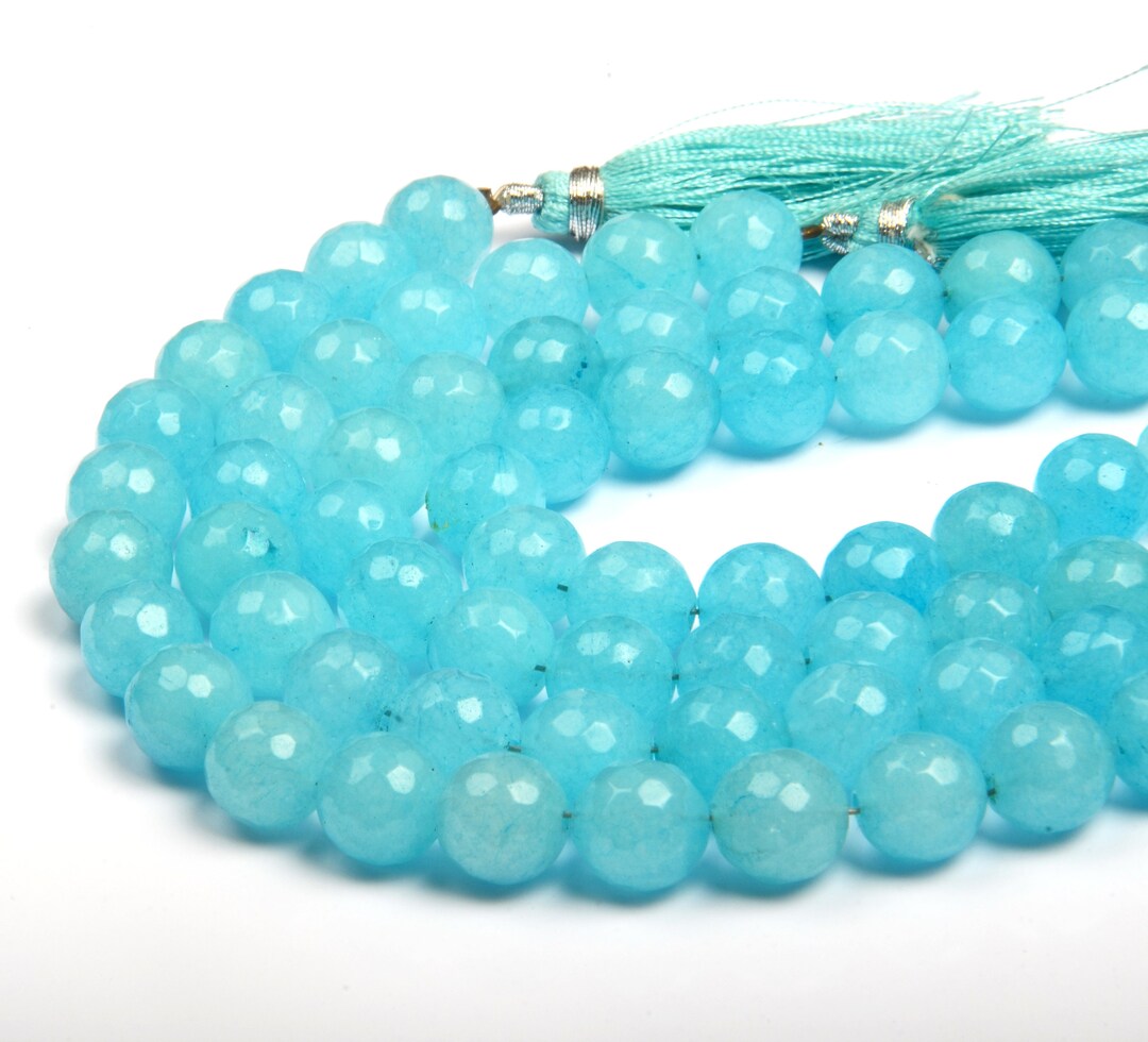 Sky Blue Quartz Beads: Faceted Round Gemstone 8 Inch Strand 9 MM Beads ...