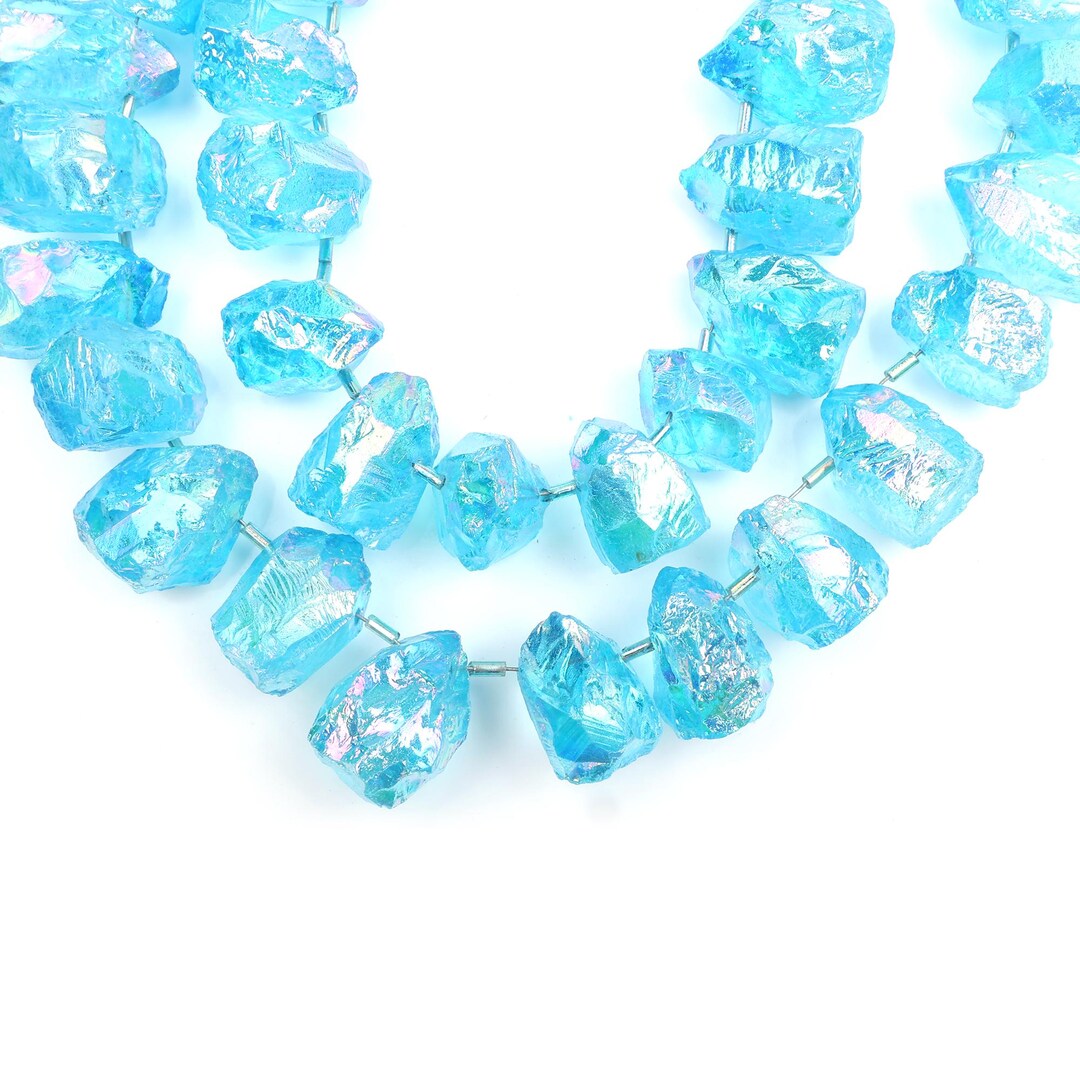 AB Coated Blue Quartz Beads: 8 Inch Strand 20-23 MM Rough Nugget Shape ...