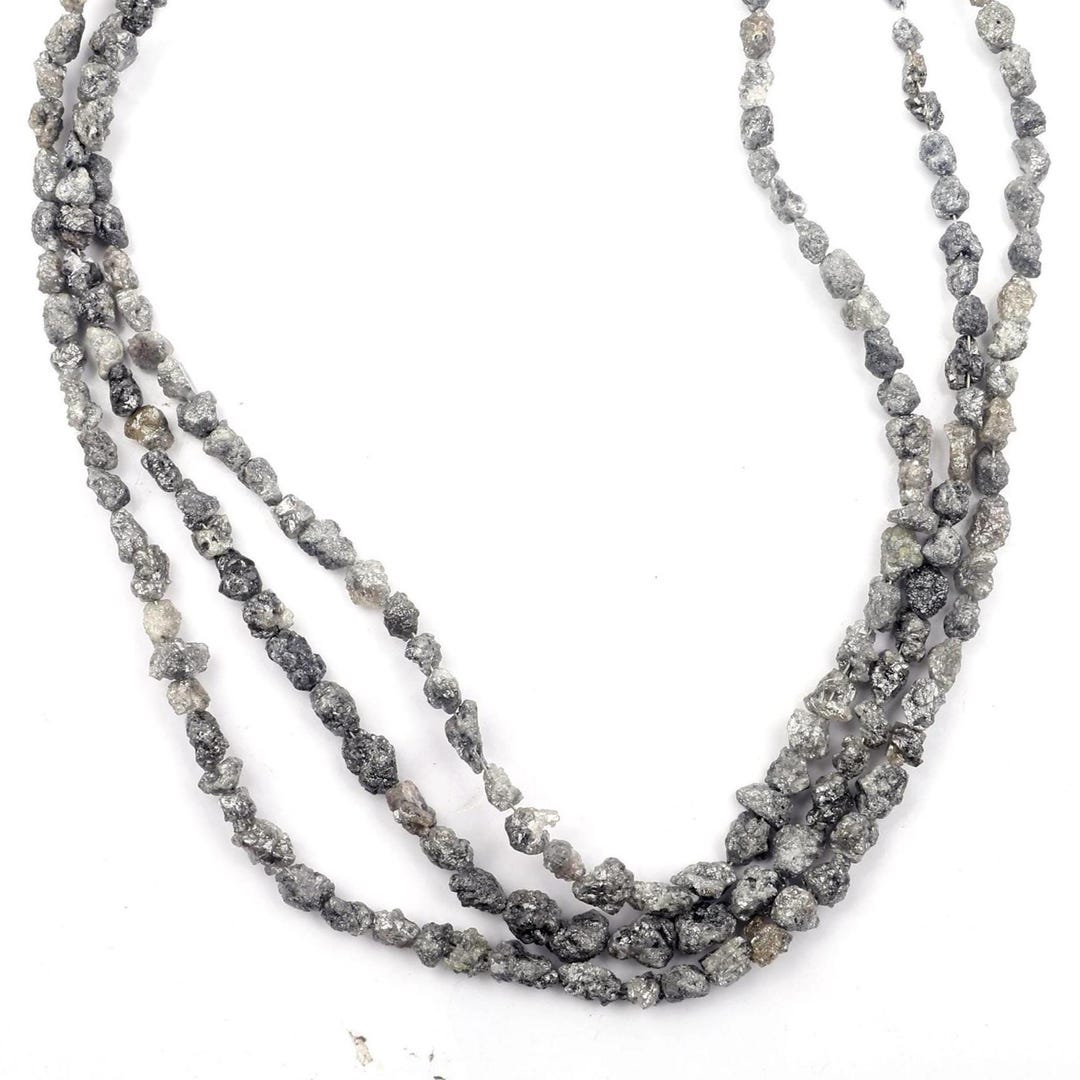 Natural Gray Diamond Beads: Uncut (rough) Gemstone 8 Inch Strand 3-5 MM ...