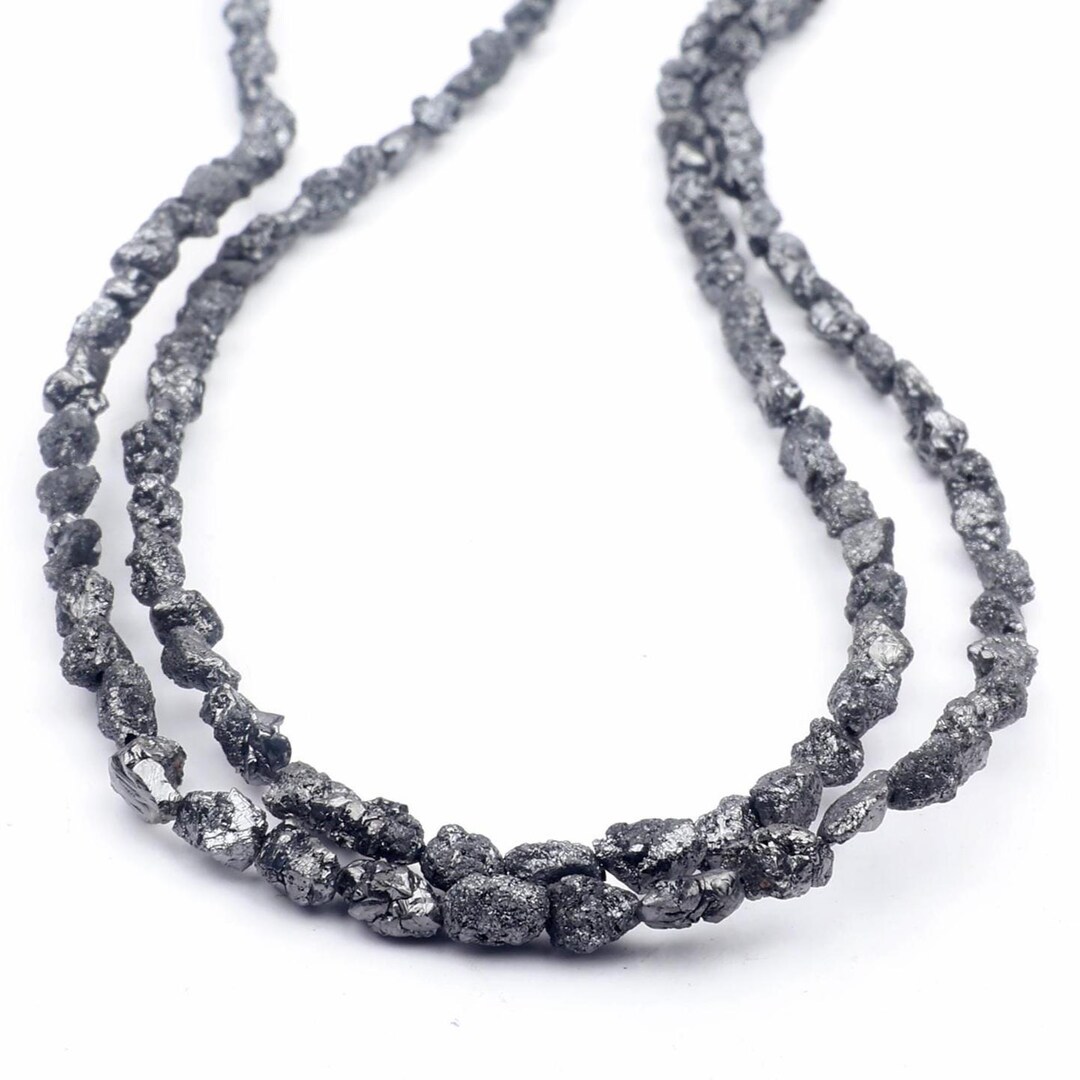 Natural Black Diamond Beads: Rough Gemstone 8, 16 & 20 Inch Strand 3-4 ...