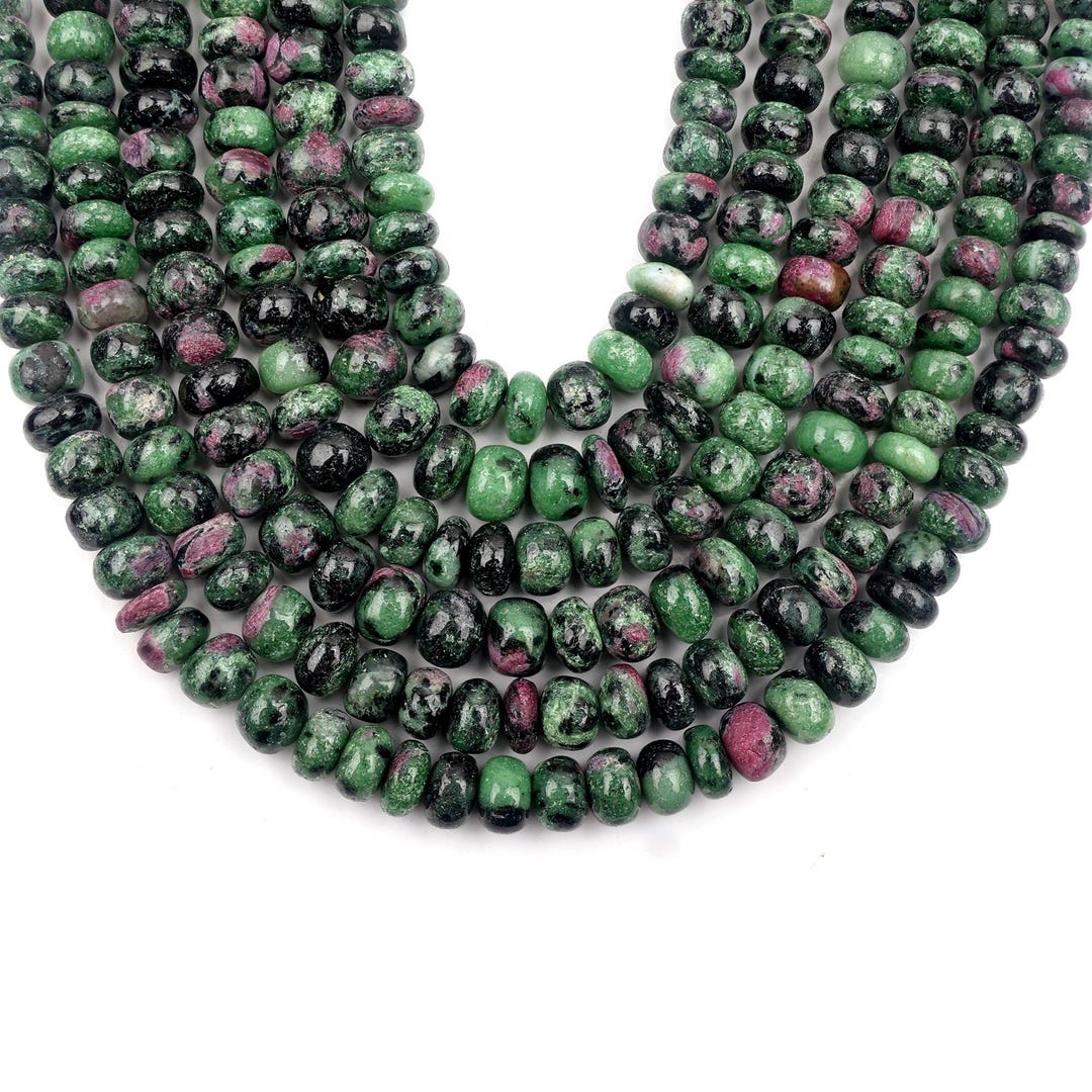 Natural Ruby Zoisite Beads: 13 Inch Strand Smooth Rondelle Shape ...