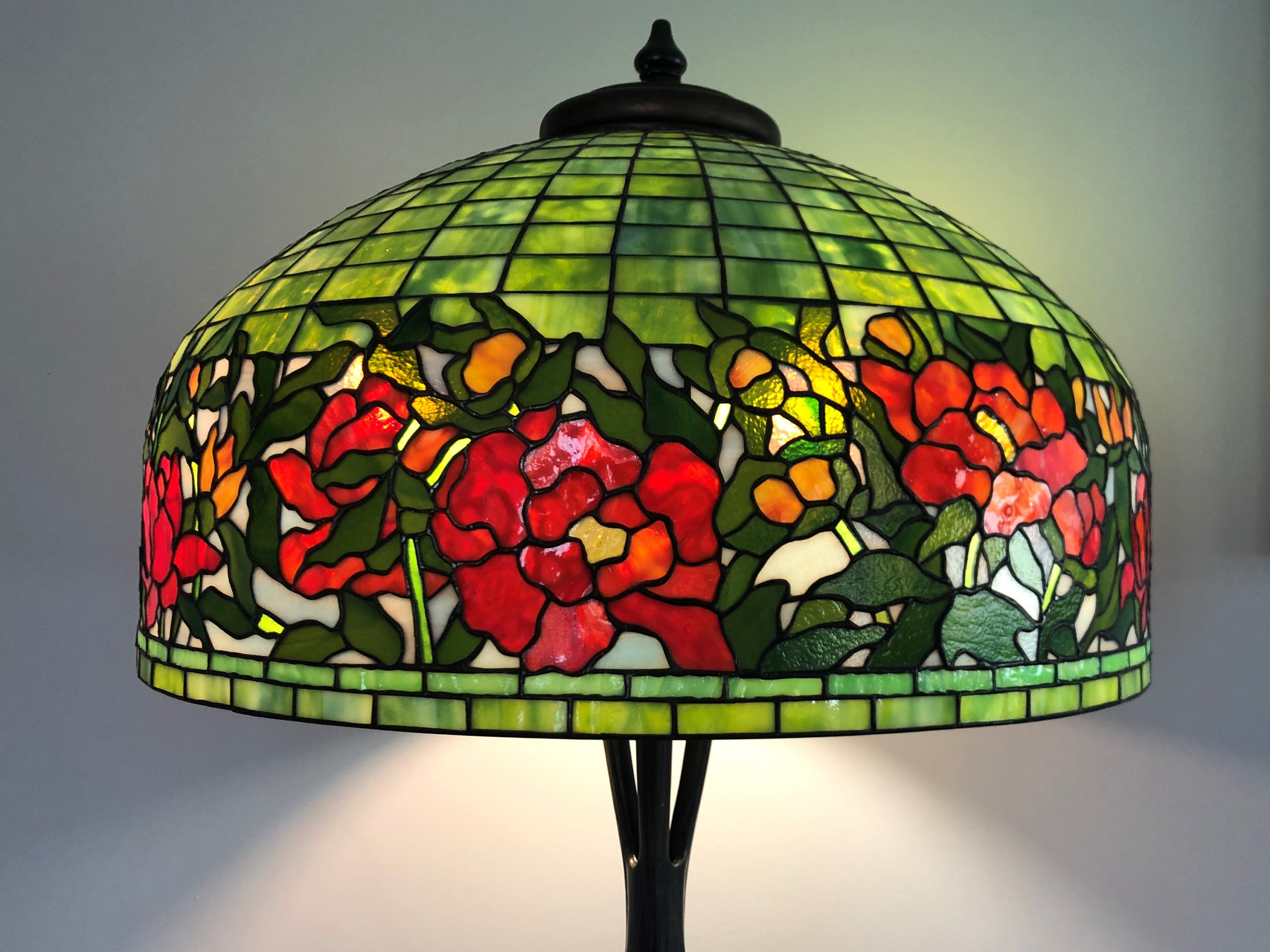 Tiffany Lamps, Replica, Tiffany Studios,t 1574 24" Border Peony ...