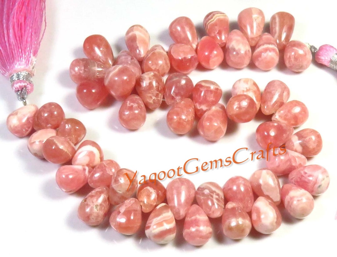 Top Quality Pink Rhodochrosite Teardrop Gemstone Beads, 8-12 Mm ...